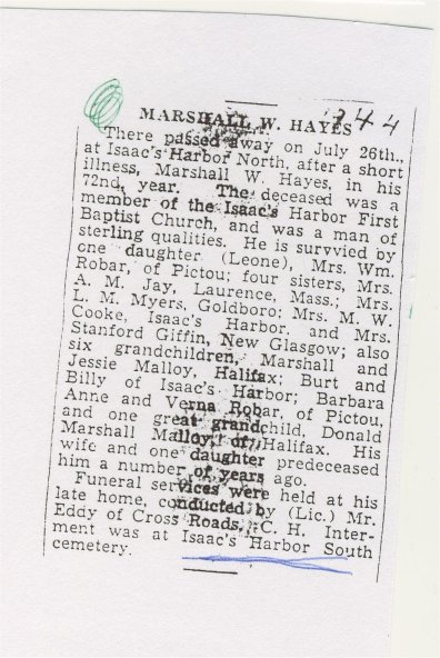 Isaac's Harbour United Baptist Church Cemetery - Guysborough County, NS