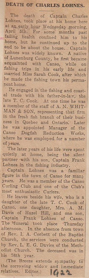 Fourth Hill Cemetery, Part II, Canso, Guysborough County, NS