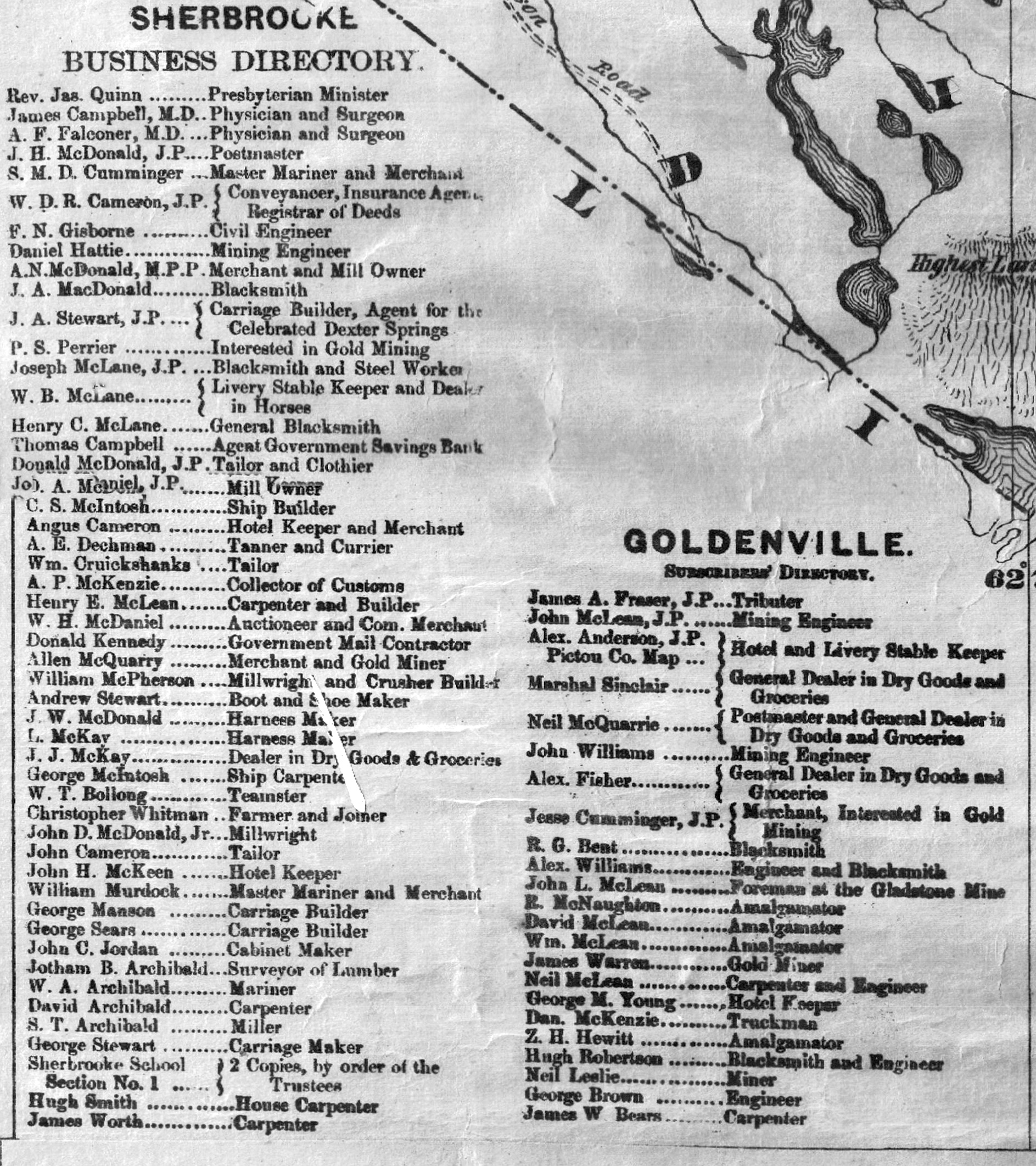 AF Church 1864 Guysborough Co. Map
